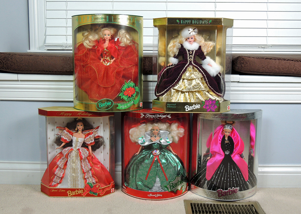 1990s Happy Holidays Barbie Doll Collection Sealed in Boxes | EBTH
