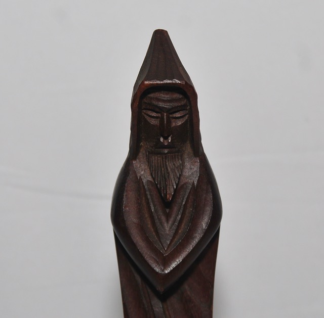 Stylized Wooden Sculpture of a Cloaked Man | EBTH