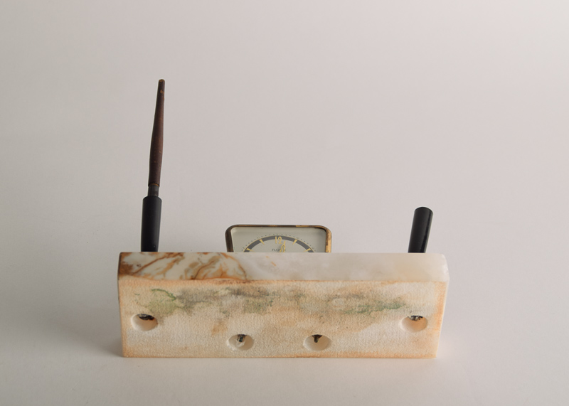Vintage Onyx Base Desk Set | EBTH