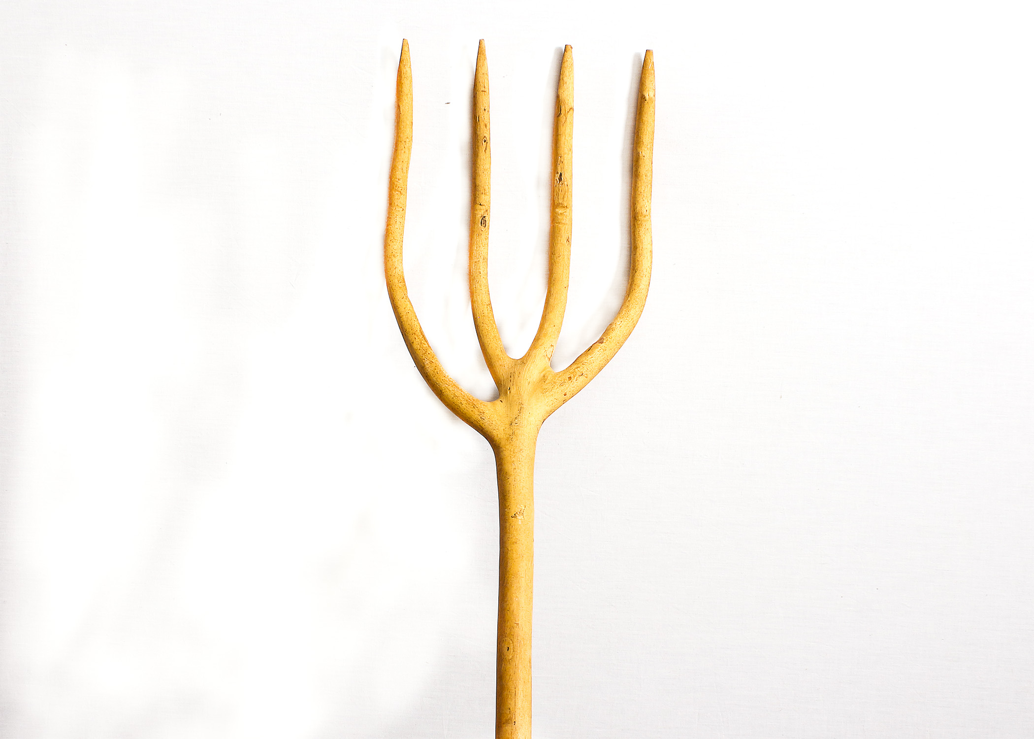 Antique Pine Wood Straw Fork | EBTH