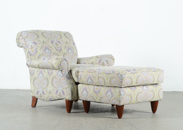 Havertys Upholstered Chair and Ottoman | EBTH