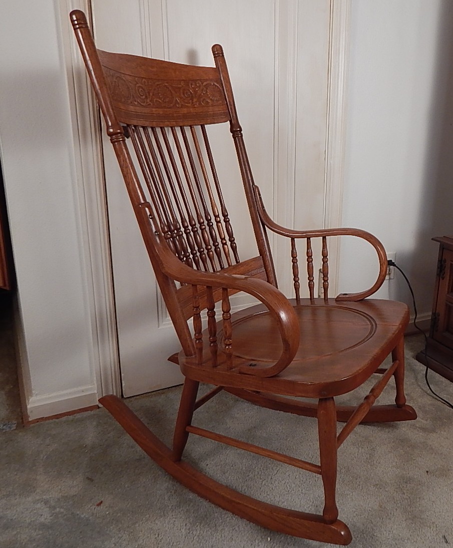 Oak Pressed Back Rocking Chair | EBTH