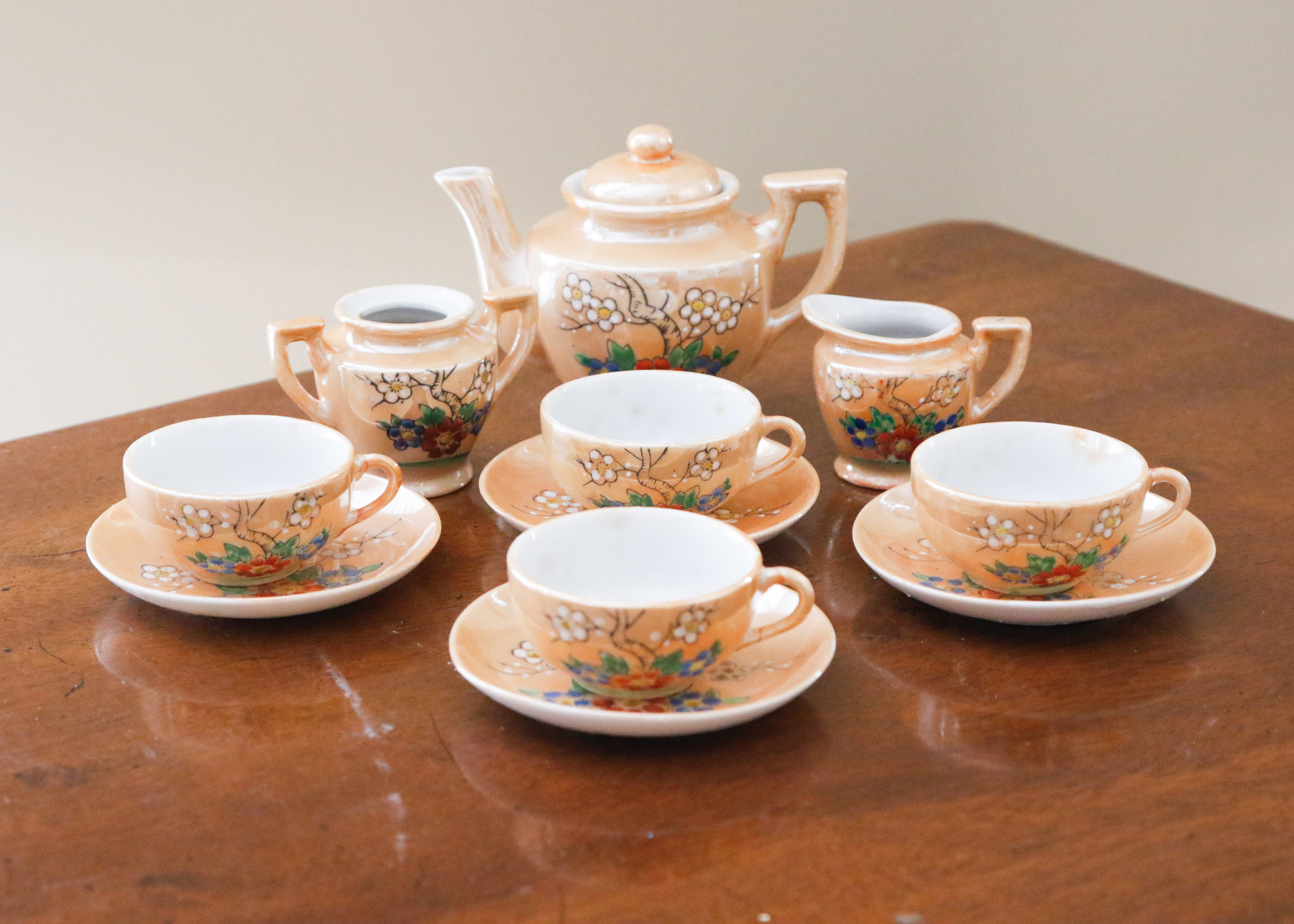 Occupied Japan Peach Lusterware Child's Tea Set | EBTH