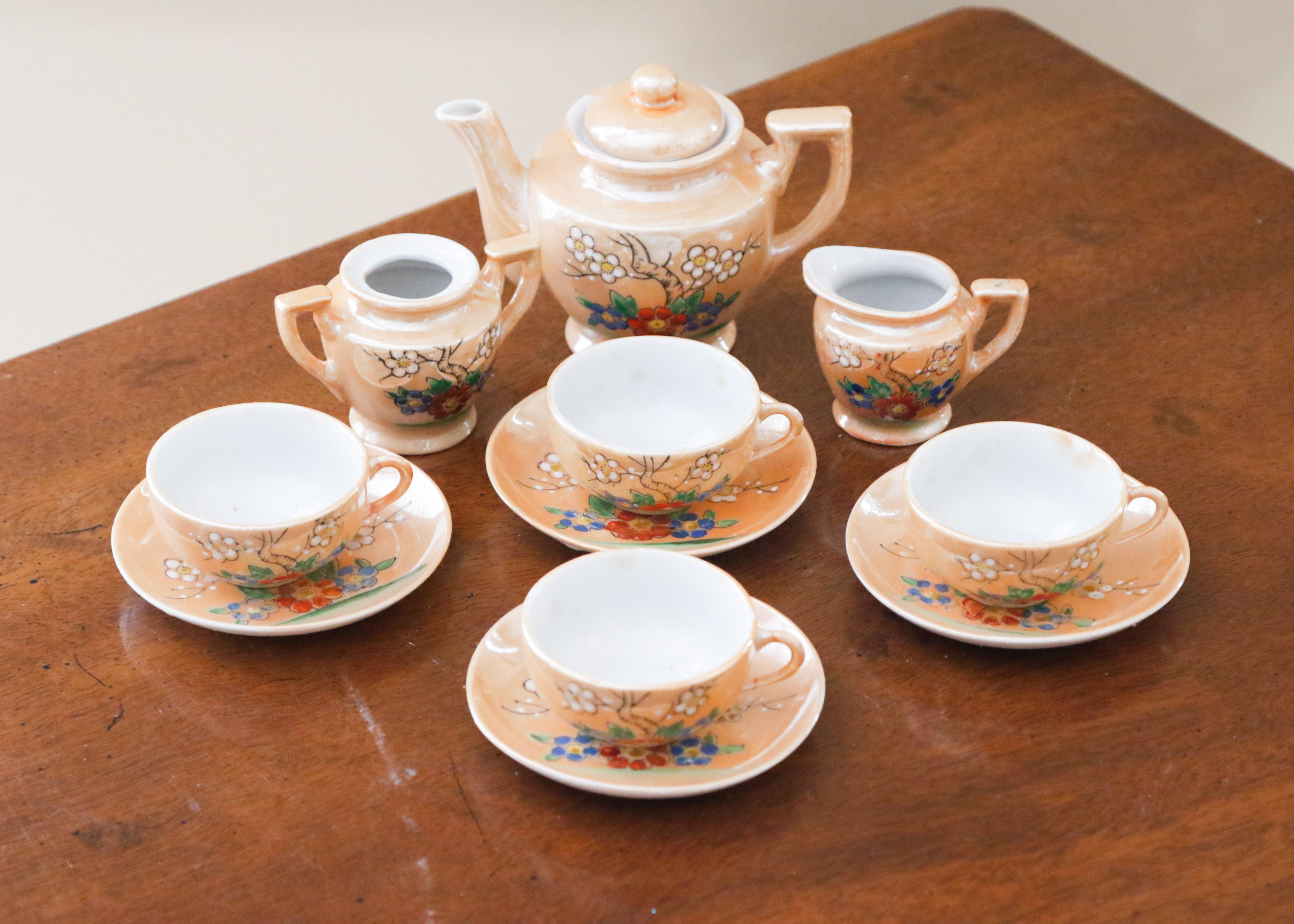 Occupied Japan Peach Lusterware Child's Tea Set | EBTH