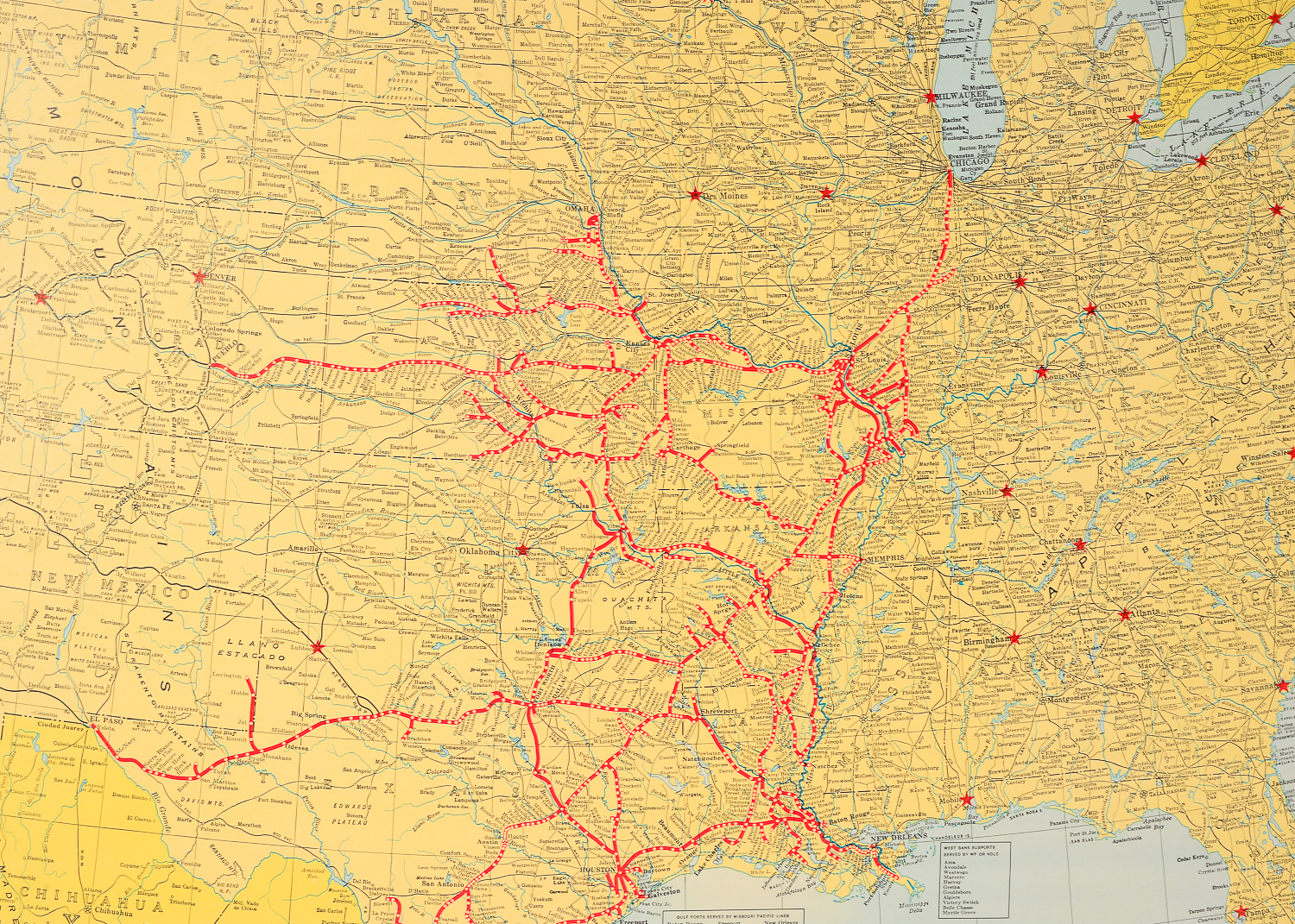 1977 Missouri Pacific Railroad Map | EBTH