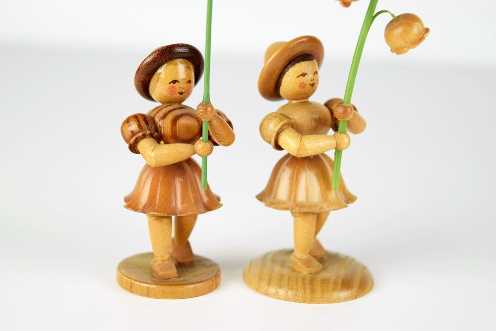 Five Hand Carved German Miniature Figures Holding Flowers | EBTH