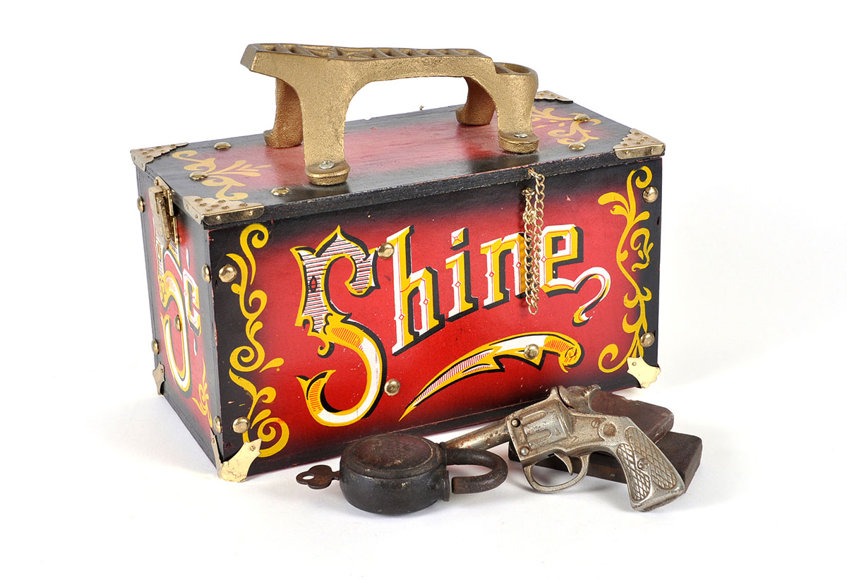 Painted Wood Shoe Shine Box and Small Items | EBTH