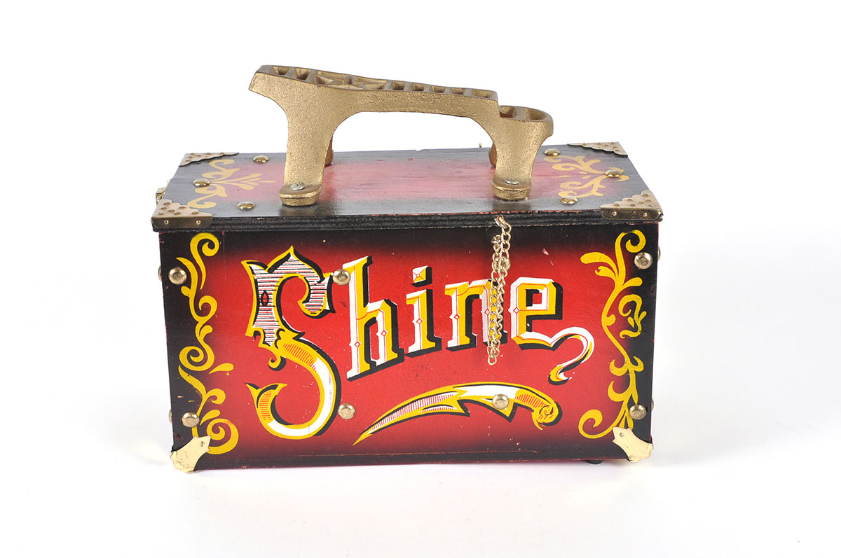 Painted Wood Shoe Shine Box and Small Items | EBTH