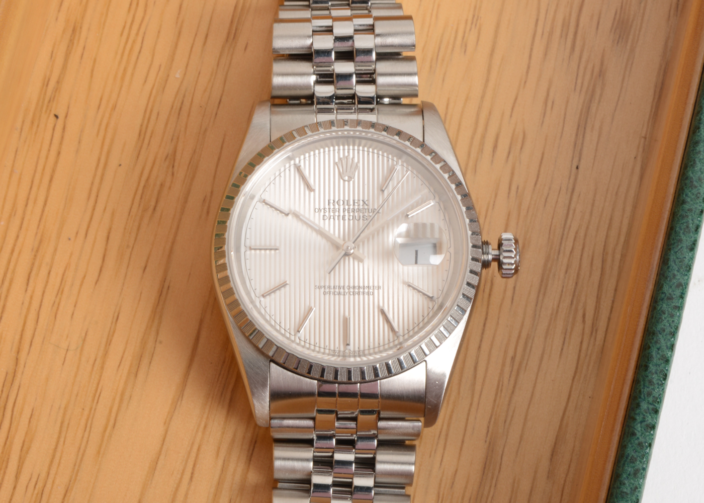 Rolex Datejust Steel 16220 36mm Silver Tapestry Automatic Watch | EBTH