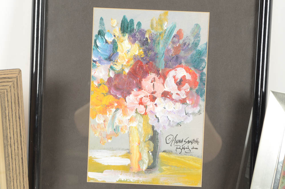 Trio of Acrylic Floral Paintings by Anna Sandhu Ray | EBTH