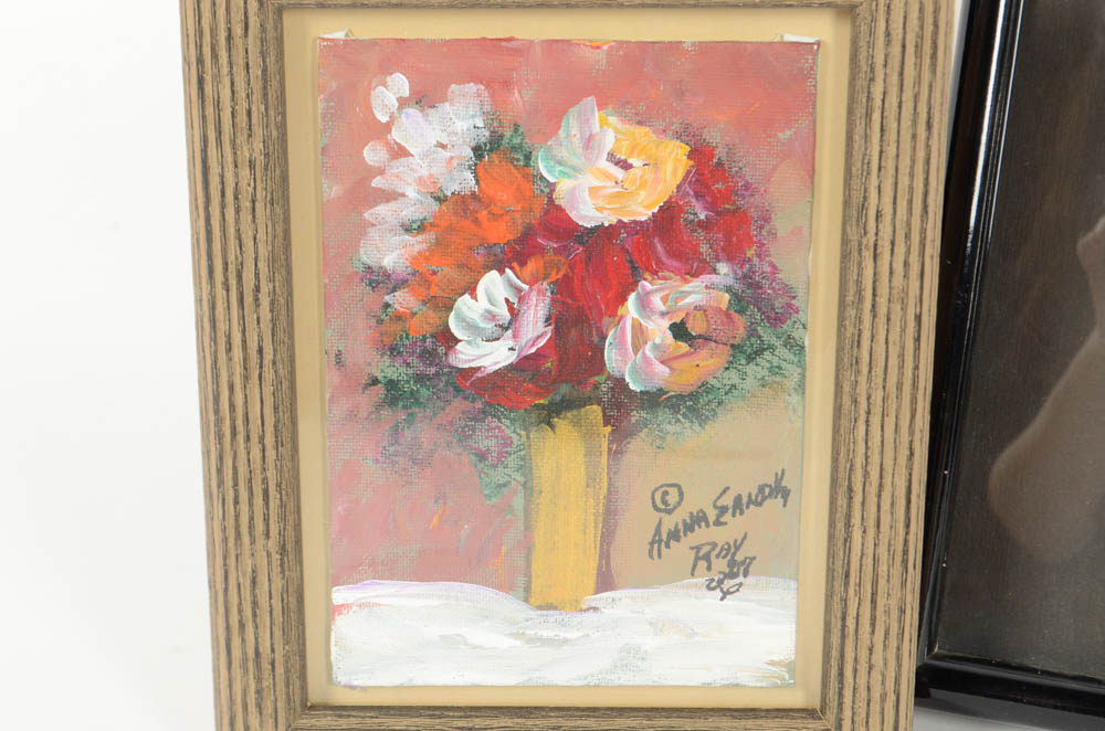 Trio of Acrylic Floral Paintings by Anna Sandhu Ray | EBTH