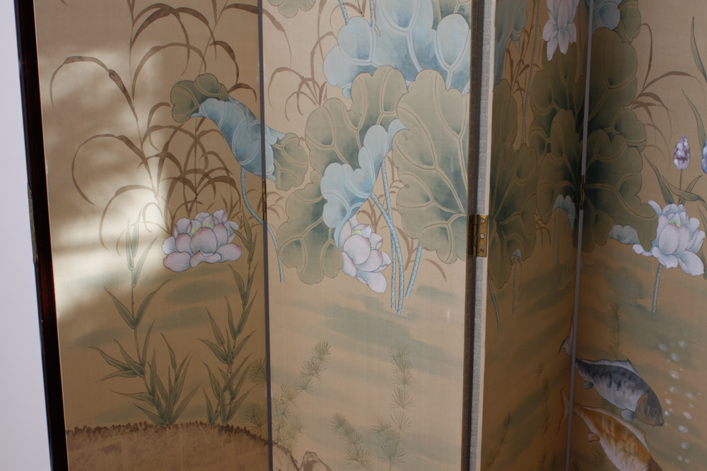 Large Vintage Hand-Painted Korean Screen | EBTH