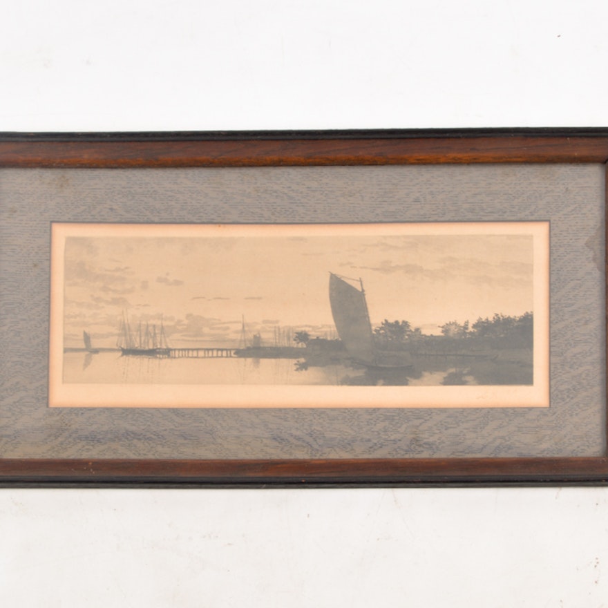 Antique Signed Etching By Charles X Harris Ebth