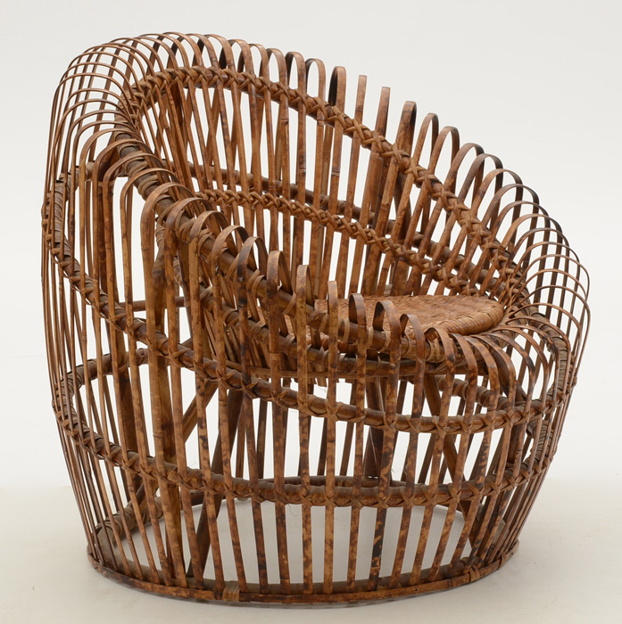 Modernist Wicker and Rattan Chair | EBTH
