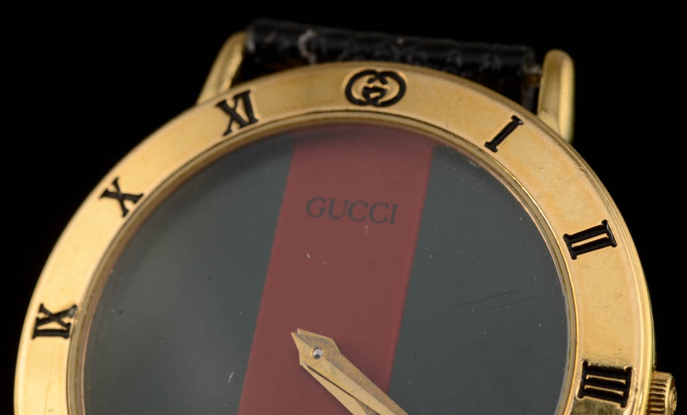 Men's Gucci 3000M Gold Plated Watch with Black Leather band | EBTH