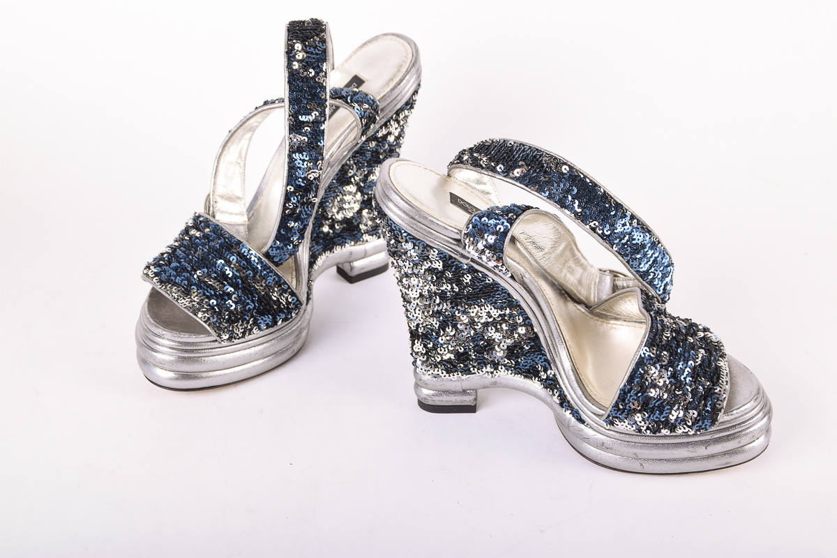 Dolce & Gabbana Women's Sequin Leather Wedges | EBTH