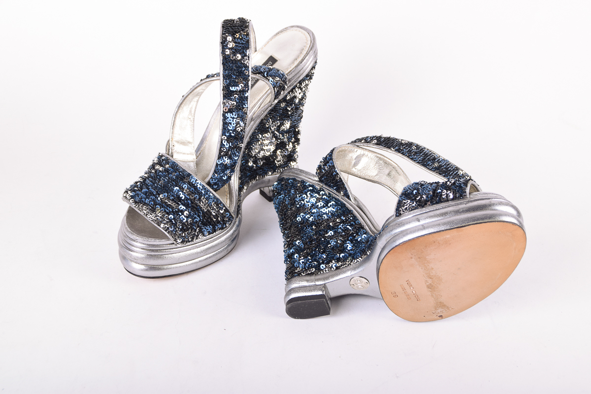 Dolce & Gabbana Women's Sequin Leather Wedges | EBTH