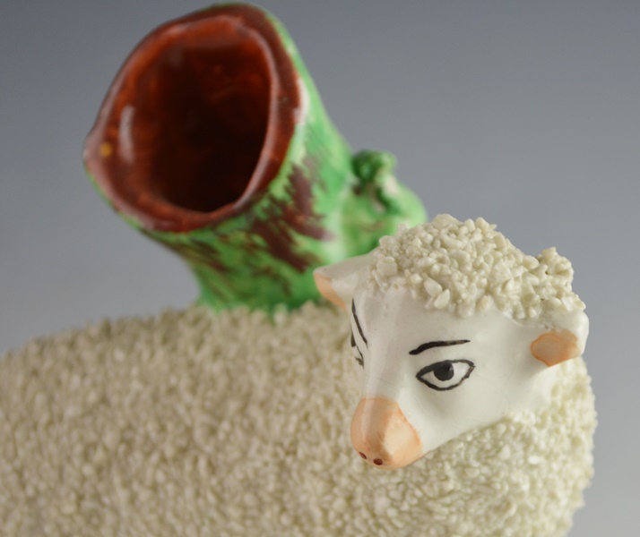 Pair of William Kent Old Staffordshire-Ware Pottery Sheep Spill Vases ...