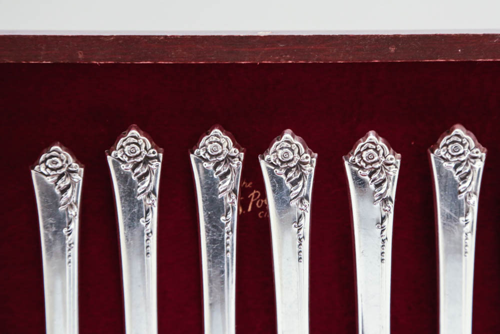 Heirloom Sterling Silver Flatware Set in "Damask Rose" Pattern | EBTH