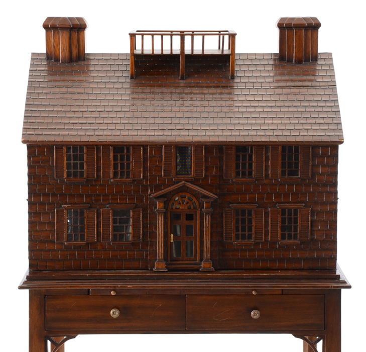 Mahogany Architectural Model Dollhouse on Stand | EBTH