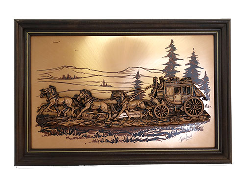 Signed, Vintage Stagecoach 3D Copper Relief By John Louw | EBTH