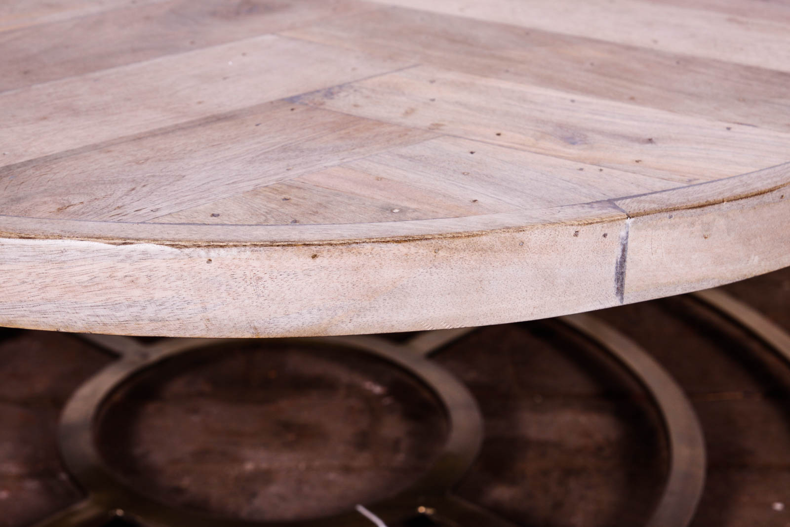 Modern Ash Circular Coffee Table with Brass Base | EBTH