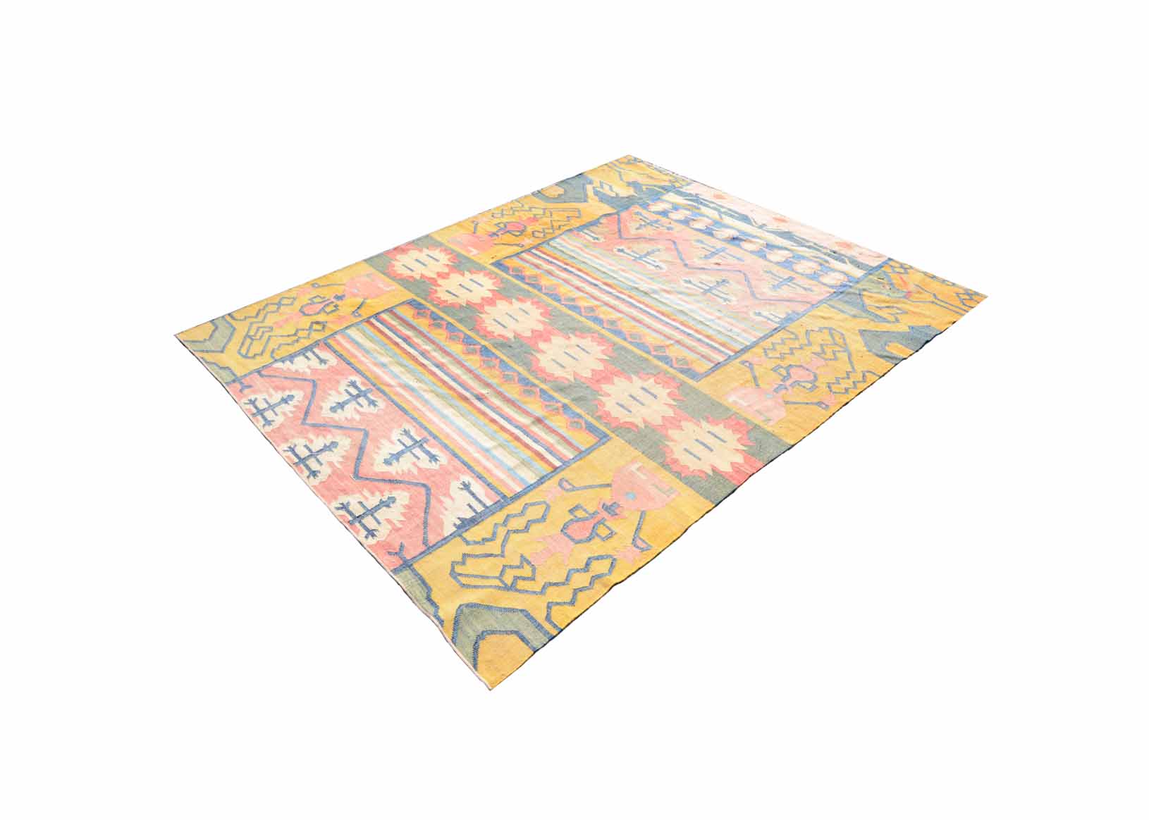 Handwoven Flatweave Indian Wool Dhurrie Rug | EBTH