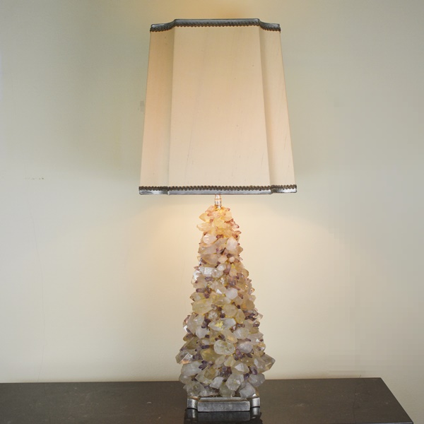 Amethyst and Clear Quartz Table Lamp With Illuminated Body | EBTH