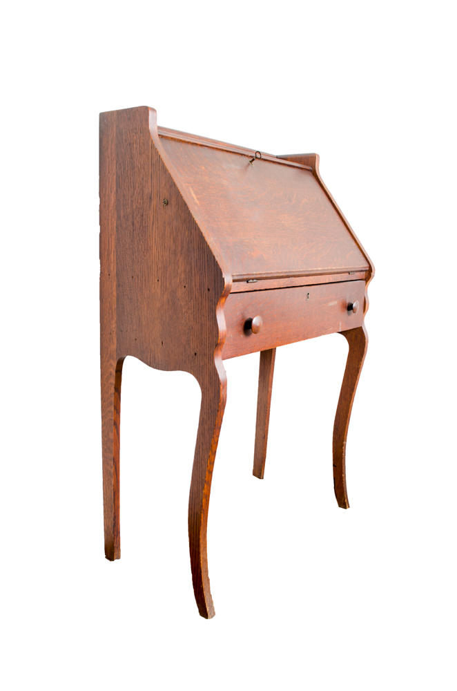 Antique Oak Slant Front Desk | EBTH