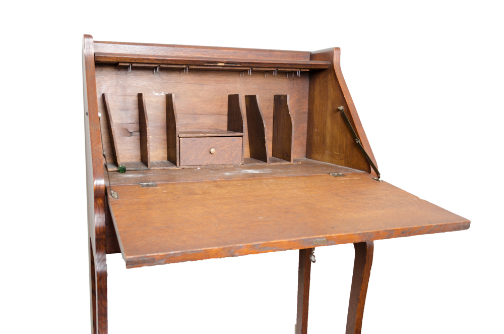 Antique Oak Slant Front Desk | EBTH