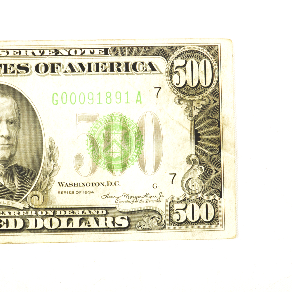 1934A Series $500 Federal Reserve Note | EBTH