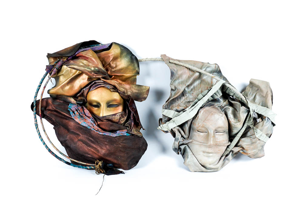 Dominique Caron Leather Art Mask Pair, Signed, Numbered, and Dated | EBTH