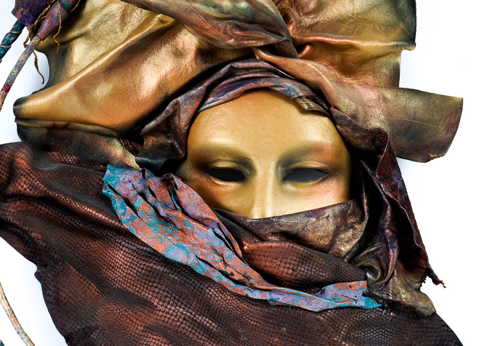 Dominique Caron Leather Art Mask Pair, Signed, Numbered, and Dated | EBTH