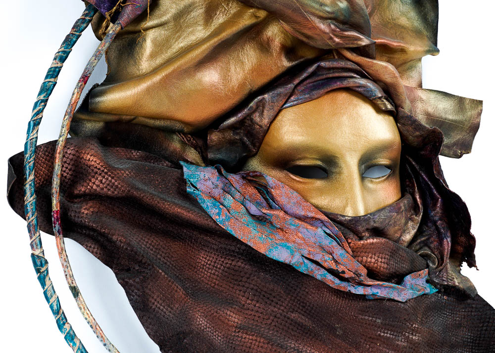 Dominique Caron Leather Art Mask Pair, Signed, Numbered, and Dated | EBTH