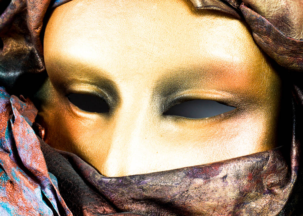 Dominique Caron Leather Art Mask Pair, Signed, Numbered, and Dated | EBTH