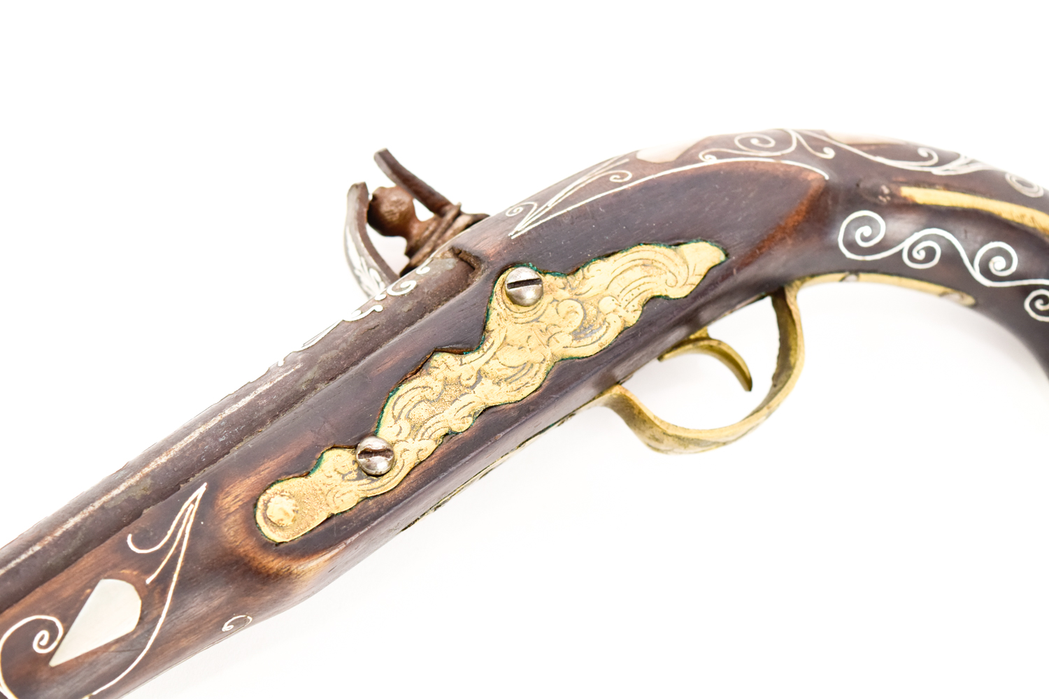 Middle Eastern Flintlock Pistol with Mother of Pearl Inlay | EBTH