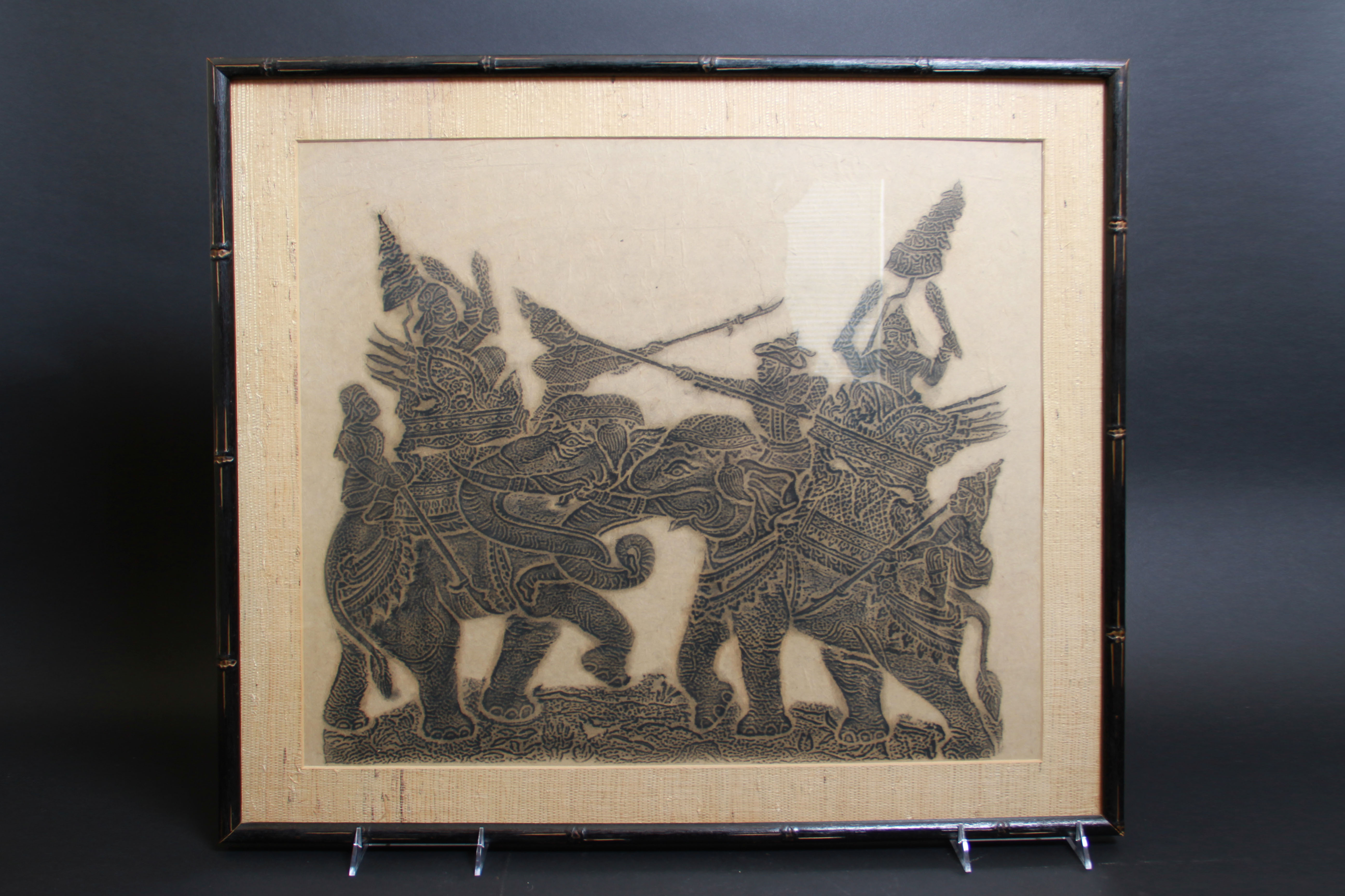 Pair of Thai Temple Rubbings on Rice Paper | EBTH