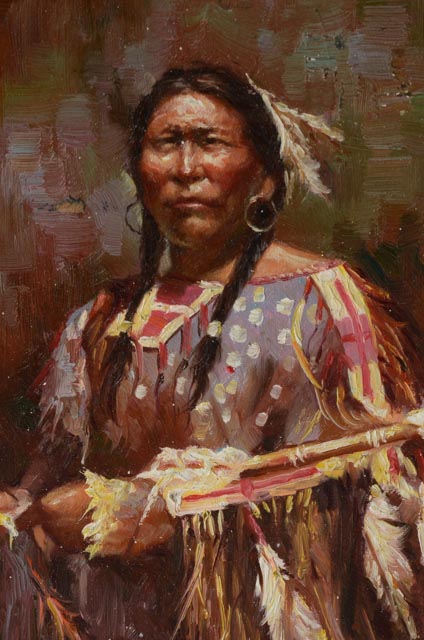 W. Hackert Original Oil on Board American Indian Portrait | EBTH