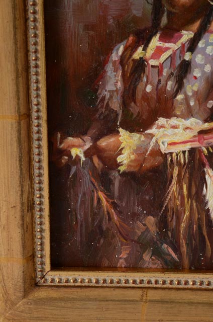 W. Hackert Original Oil on Board American Indian Portrait | EBTH