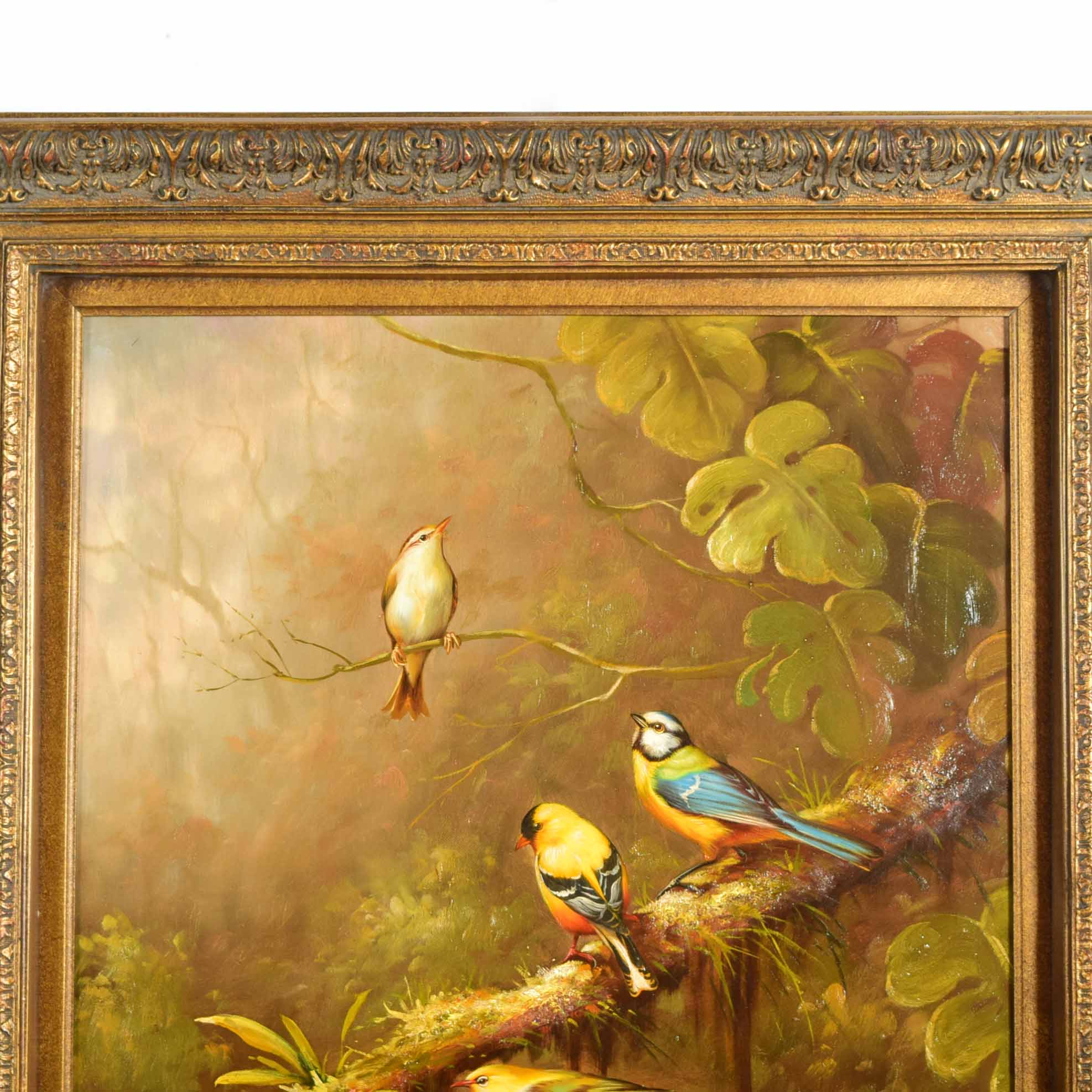 Original S. Robertson Oil on Canvas of Birds in a Tree | EBTH