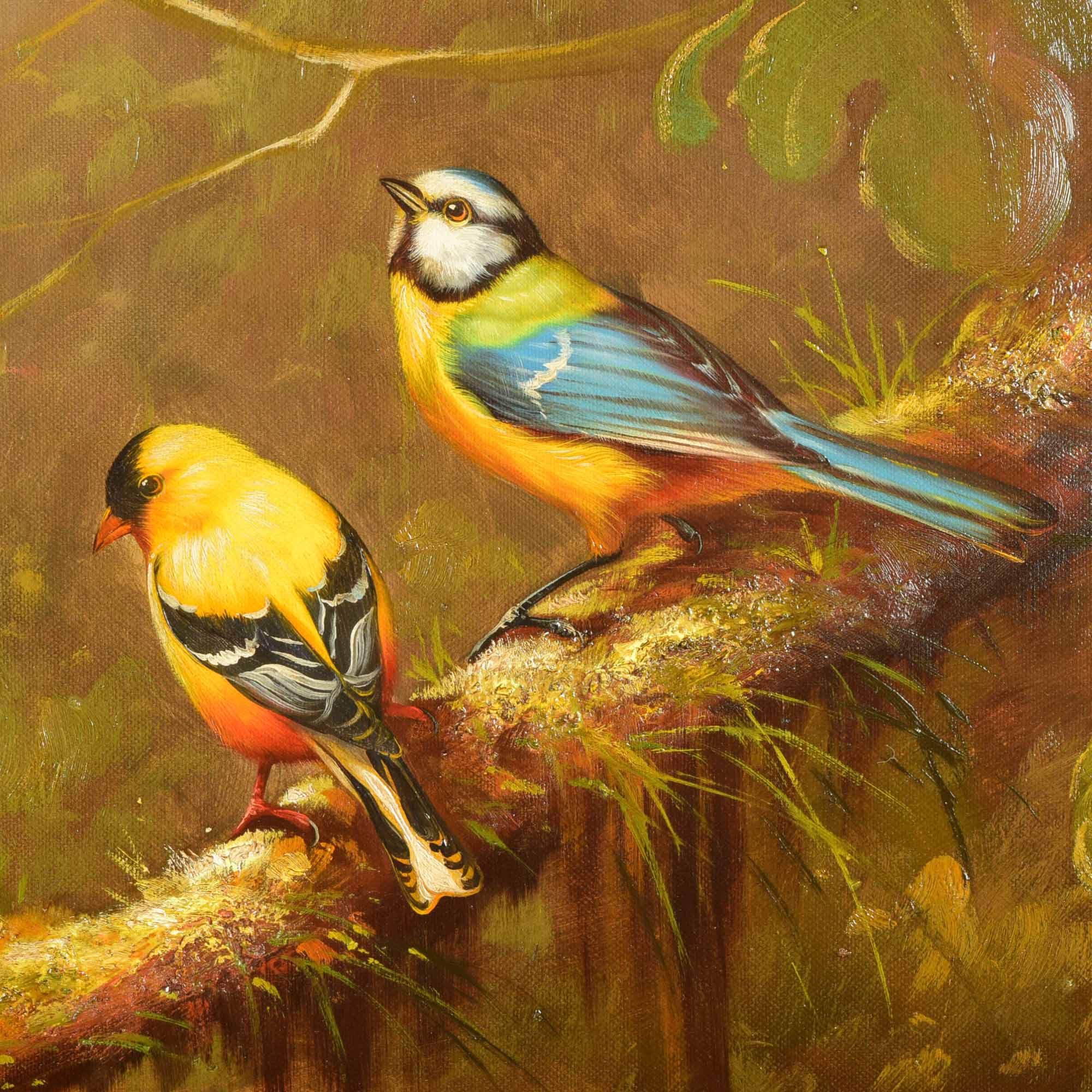 Original S. Robertson Oil on Canvas of Birds in a Tree | EBTH