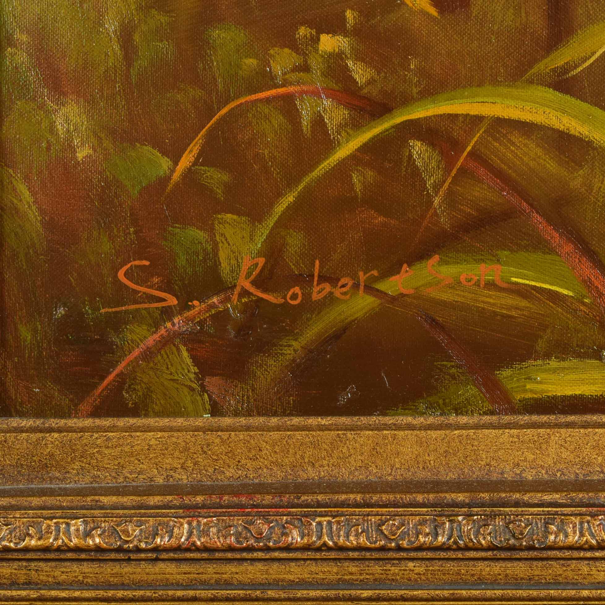 Original S. Robertson Oil on Canvas of Birds in a Tree | EBTH