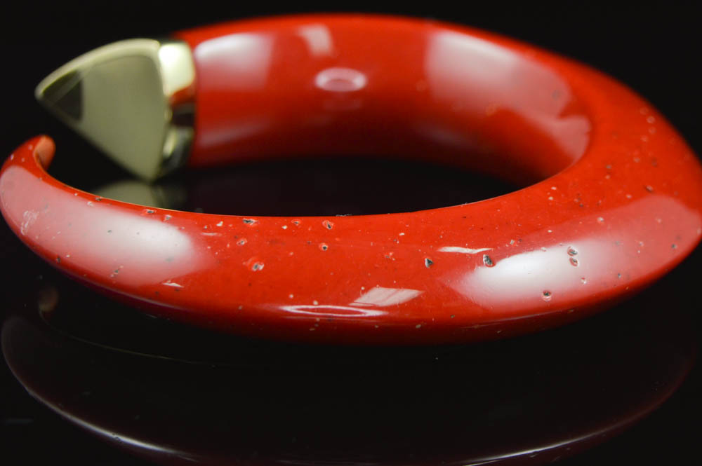 Sterling Silver Vermeil Red Resin Bangle | EBTH