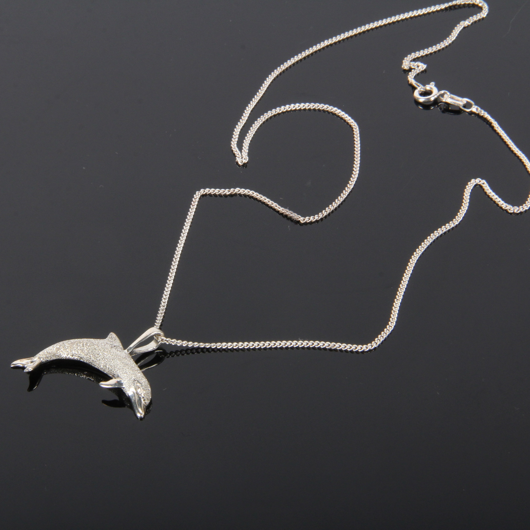 Sterling Silver Dolphin Pendant and Chain | EBTH