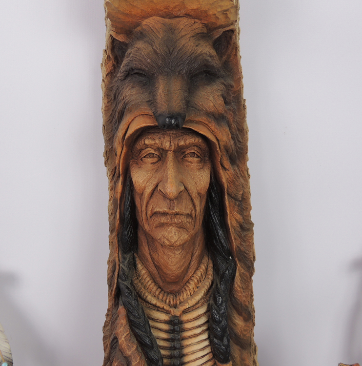 Neil J. Rose Native American Indian Sculpture and Al Agnew Wolf Art | EBTH