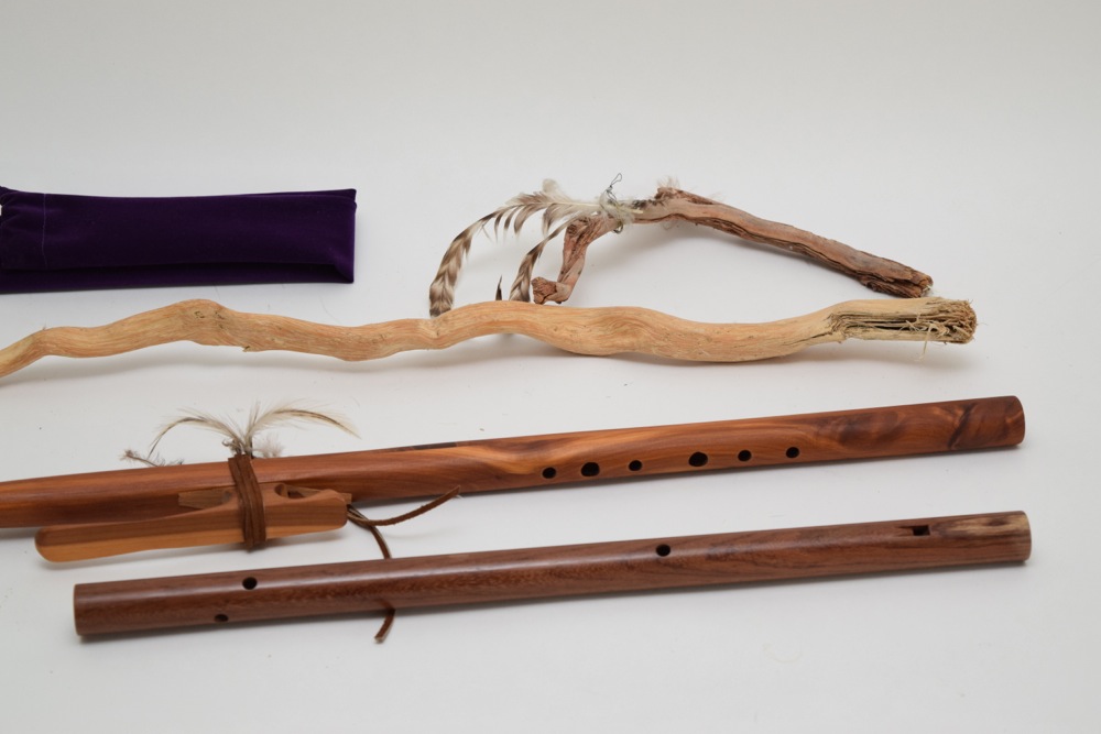 Wood Decor Including Two Native Woodwind Instruments | EBTH