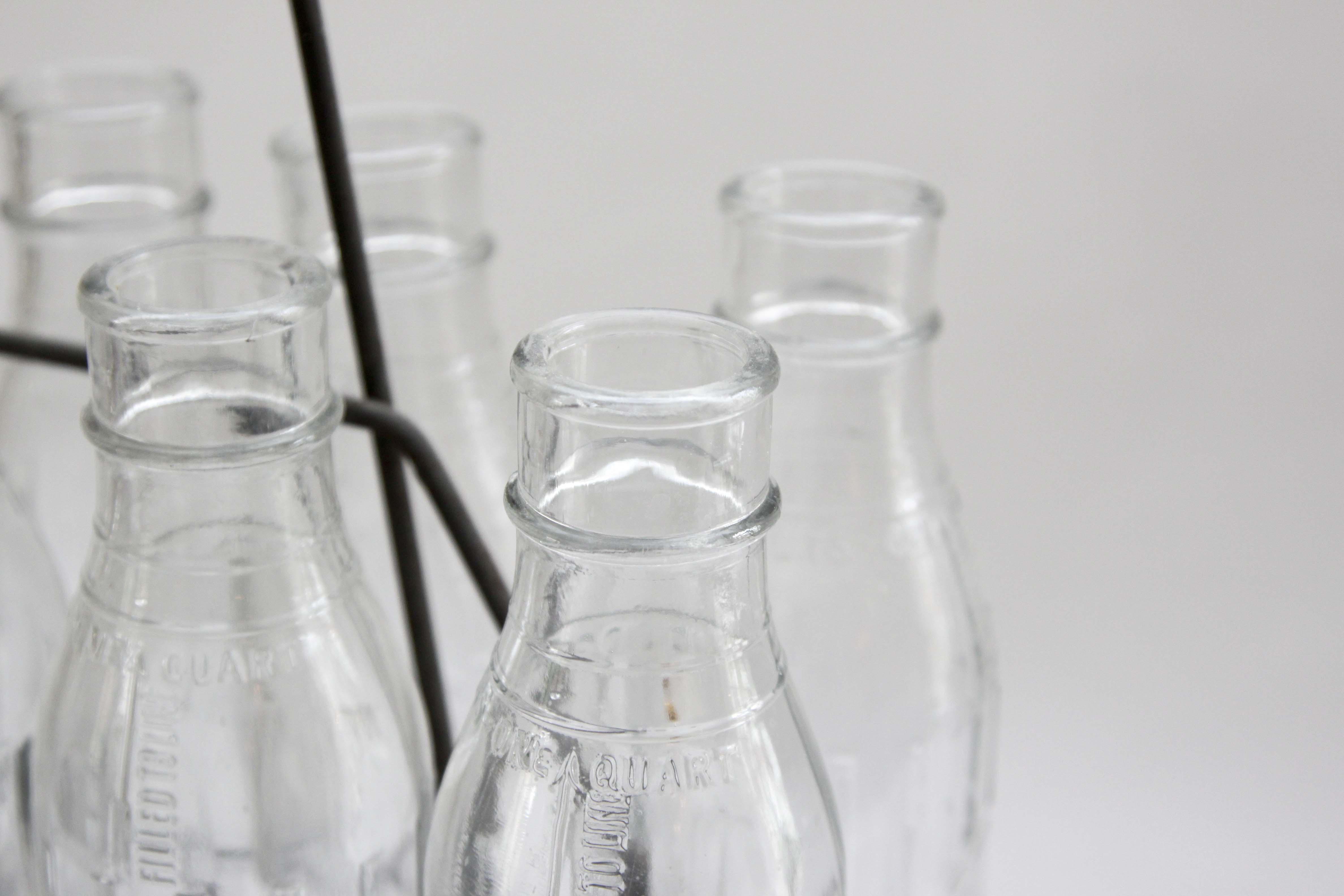 Ten Vintage Shell-Penn Glass Motor Oil Bottles With Metal Carrier | EBTH