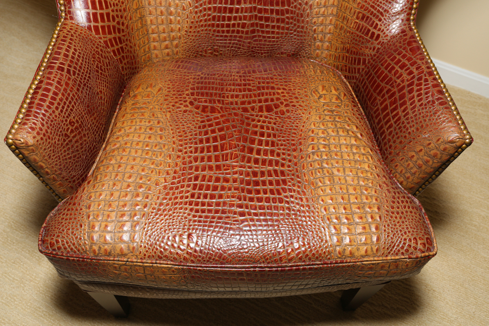 Genuine Alligator Leather Wing Back Chair | EBTH