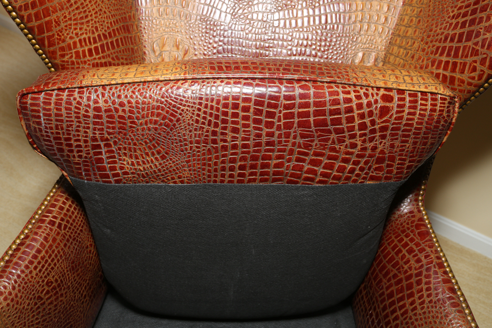 Genuine Alligator Leather Wing Back Chair | EBTH