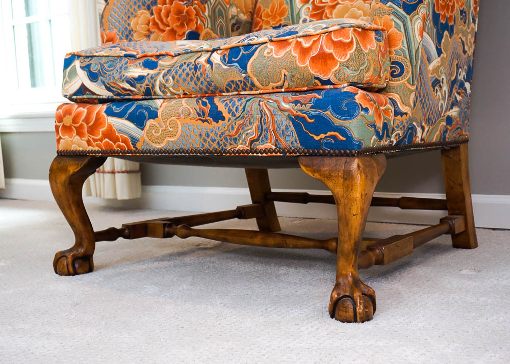 Wingback Armchair with Asian Themed Upholstery from Baker Furniture | EBTH